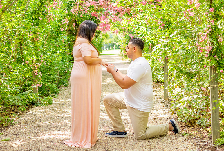 Pink Floral Arch Proposal - Brides & Weddings Magazine