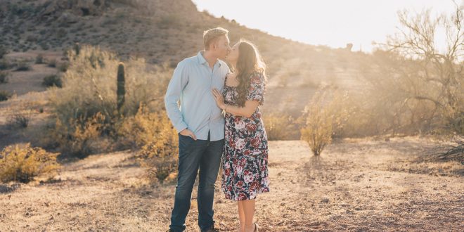 Aimee and Peter’s Golden Desert Sunset Engagement at Papago Park ...