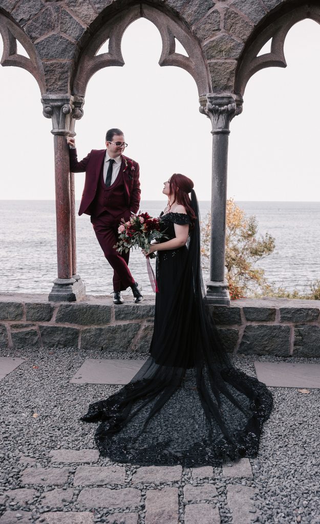 Erin and John's Romantic Goth Wedding at Hammond Castle - Brides ...