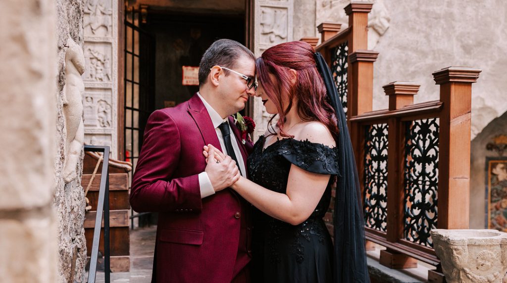Erin and John's Romantic Goth Wedding at Hammond Castle - Brides ...